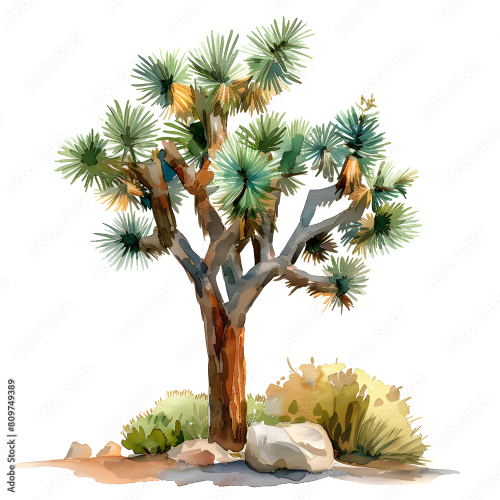 Trees front view, PNG, watercolor style vector tree, Joshua tree ...