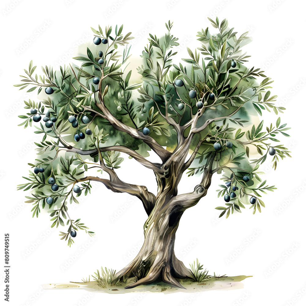 Trees front view, PNG, watercolor style vector tree, olive tree ...