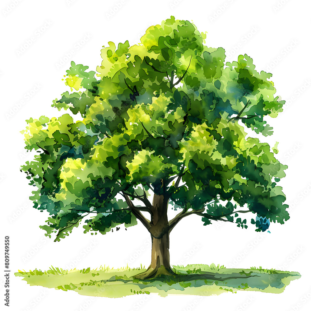 Trees front view, PNG, watercolor style vector tree, banyan tree ...