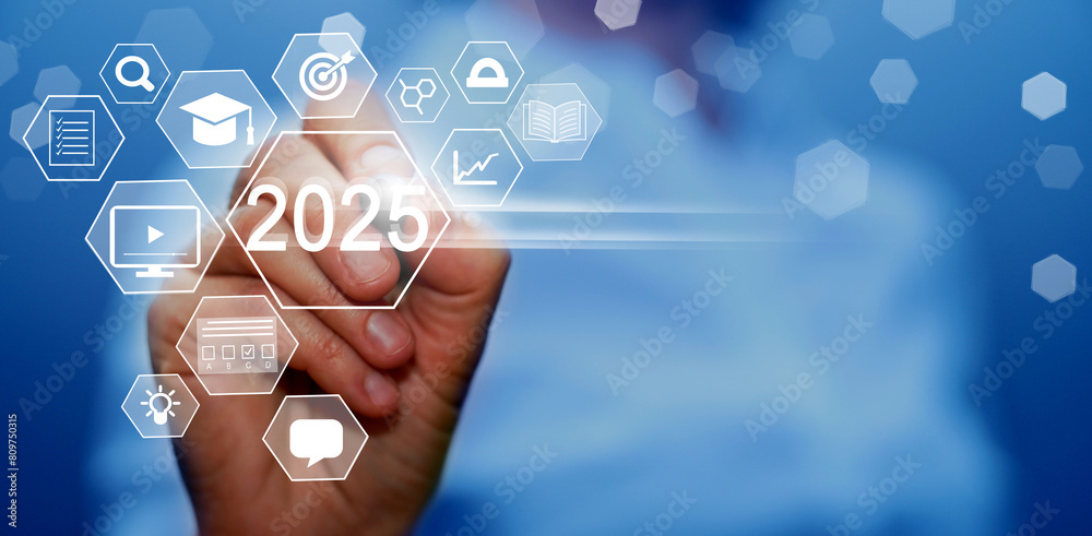 2025 E-learning, education, online exam concept.Choose correct answer ...
