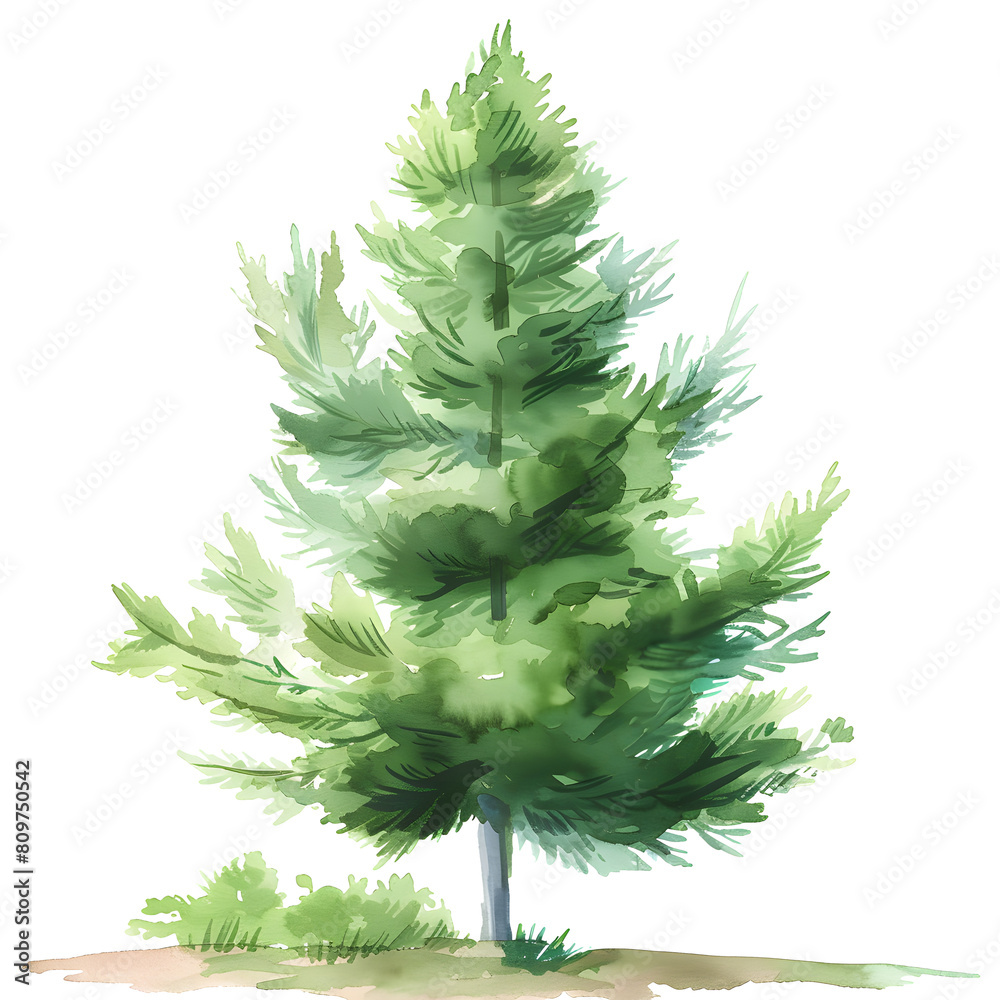 Trees front view, PNG, watercolor style vector tree, pine tree ...