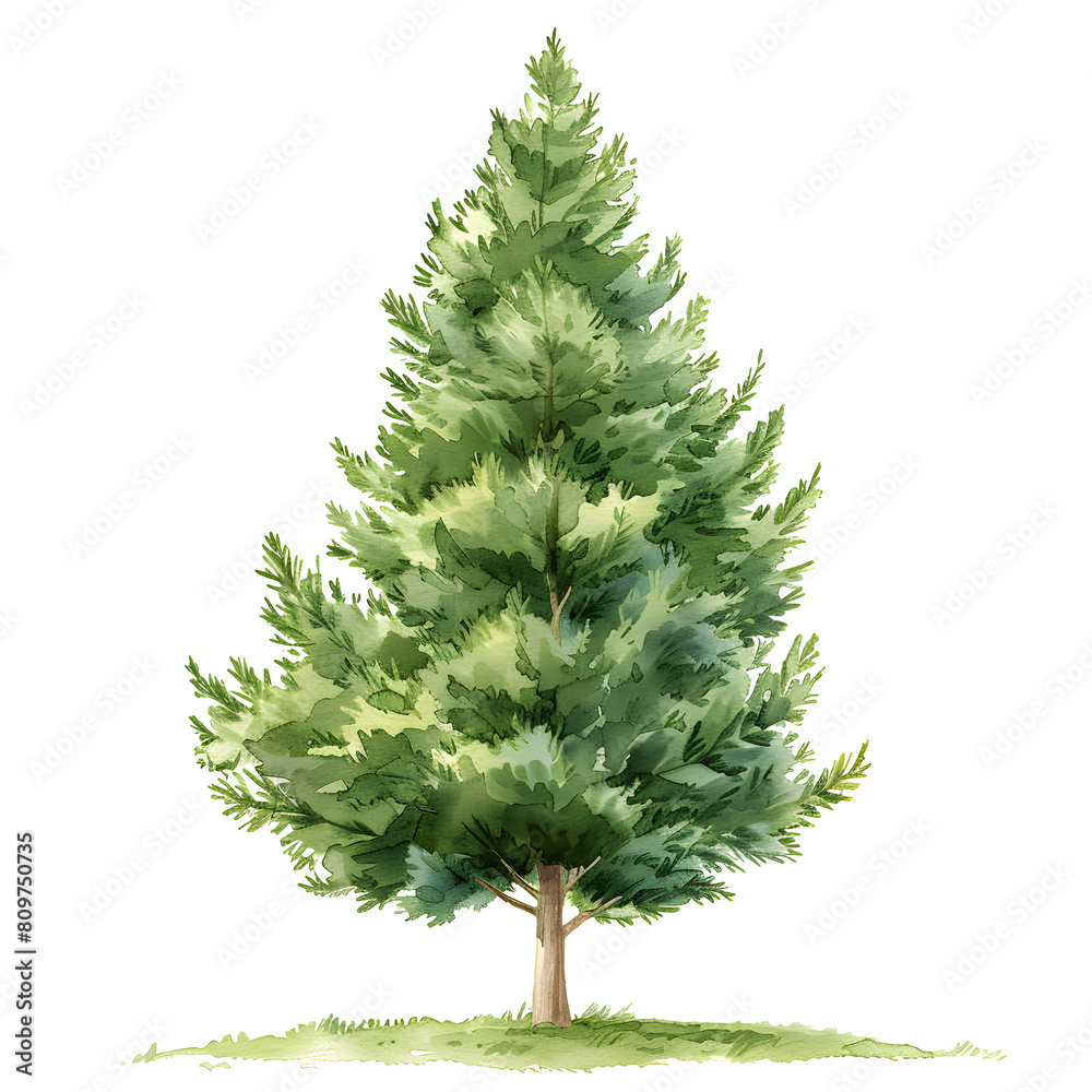 Trees front view, PNG, watercolor style vector tree, pine tree ...