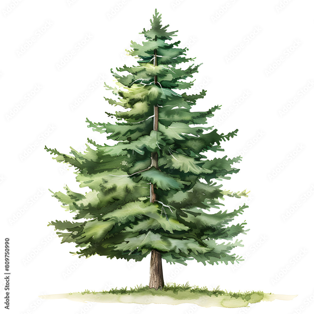 Trees front view, PNG, watercolor style vector tree, pine tree ...
