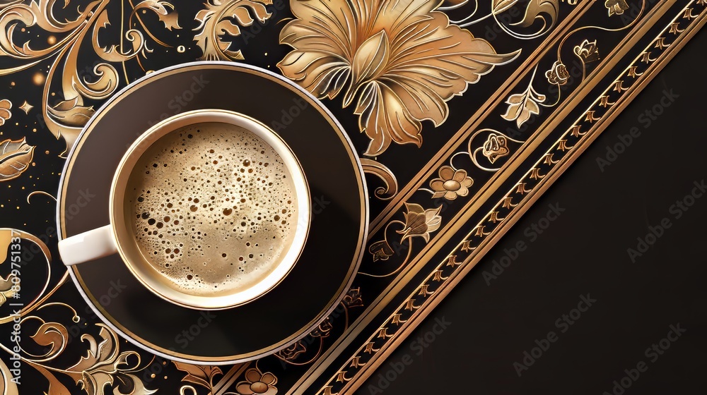 Elegant coffee poster with sophisticated motifs and intricate details ...