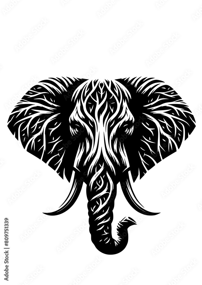 Wooden Elephant SVG, Animal Tree, Elephant Design, Elephant Silhouette ...