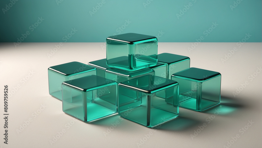 Green crystal clear 3d cube shape. business cover page presentation ...