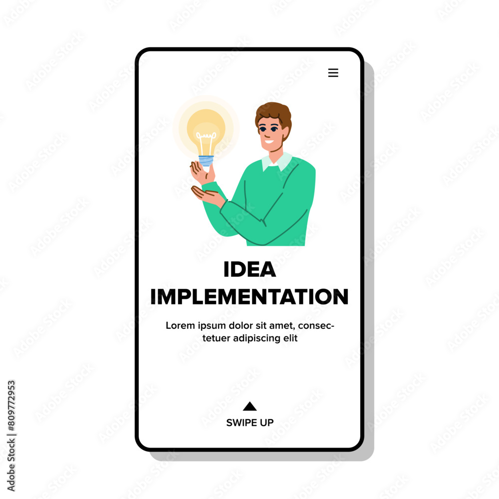 execution idea implementation vector. planning brainstorming, action ...
