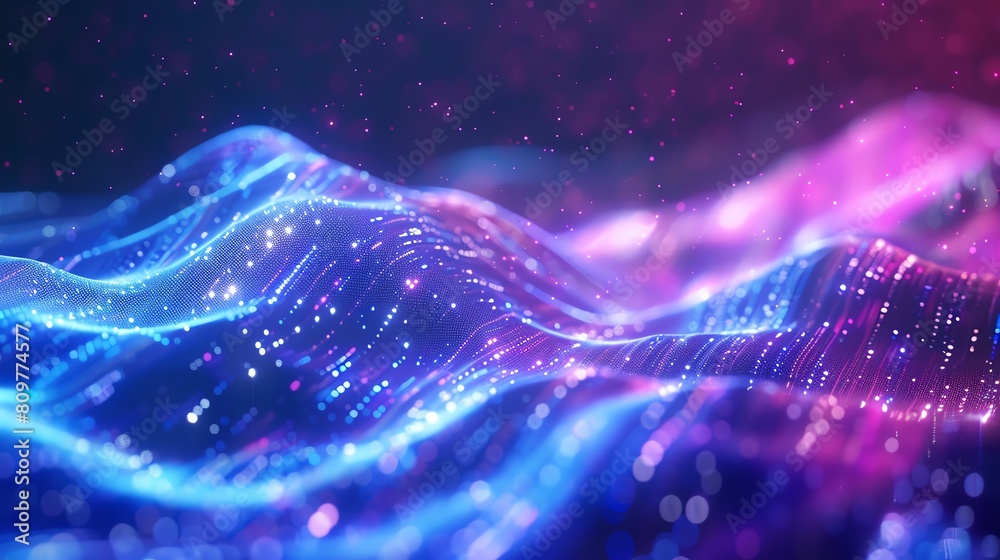 Digital waveforms in blue and purple, abstract background, 4K ...