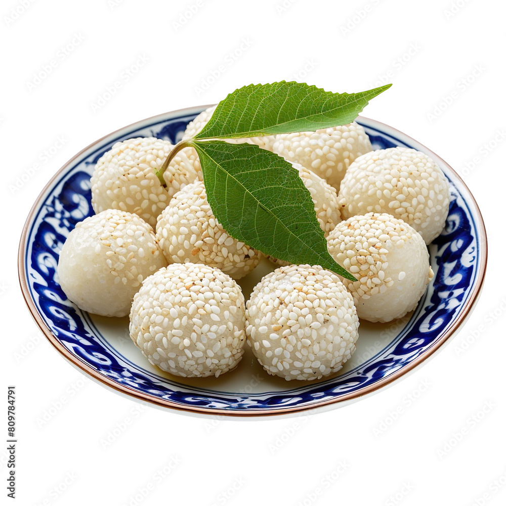 Front view of Banh Ran Man with Vietnamese sesame glutinous rice balls ...