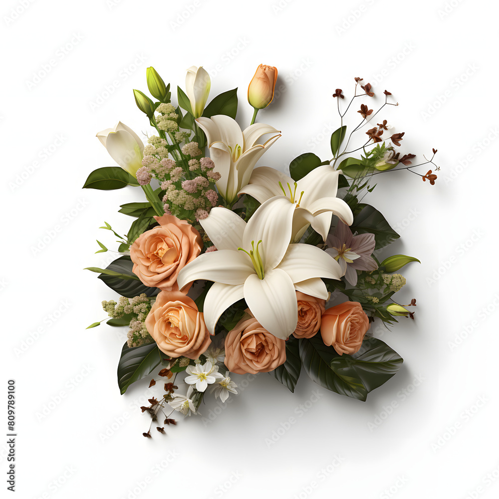 a flower arrangement for a funeral, with a banner in the middle, on a ...