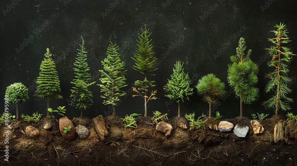 The lifecycle of a redwood, illustrated through a series of magazine ...
