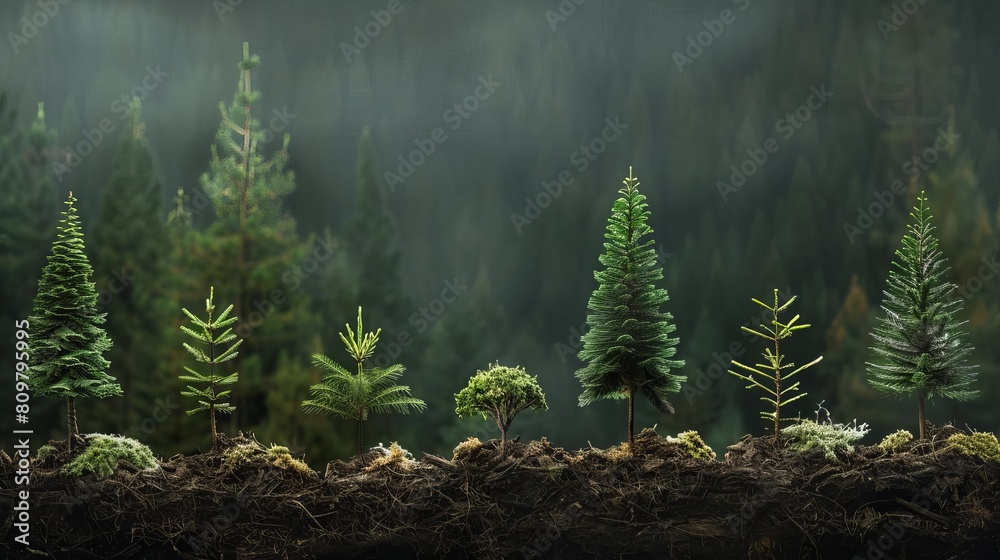 The lifecycle of a redwood, illustrated through a series of magazine ...