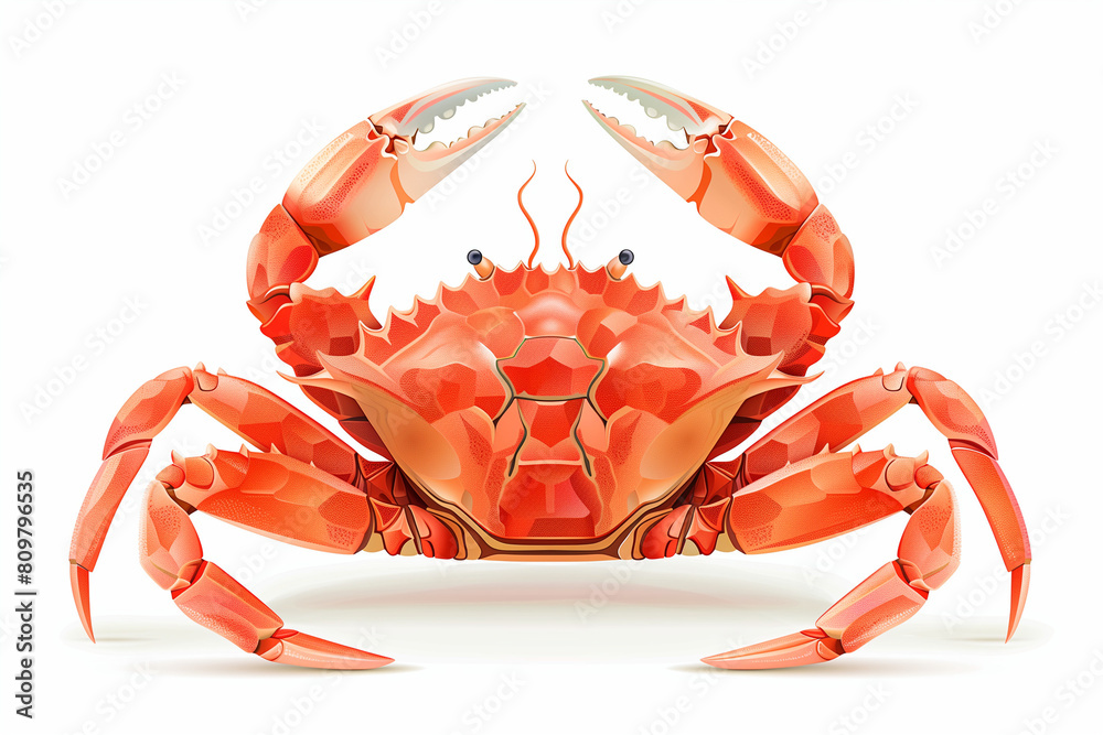 Vector Illustration of a Full Body Crab: Red Shell and Claws - Seafood ...