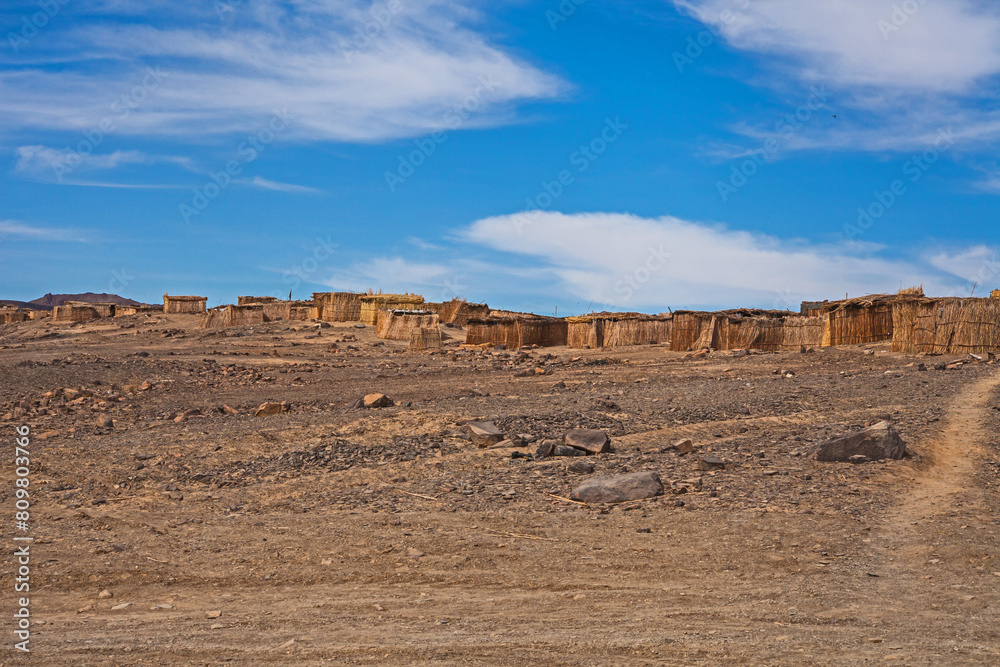 Reed house of the Namibian hamlet of Aussenkehr. 3958 Stock Photo ...