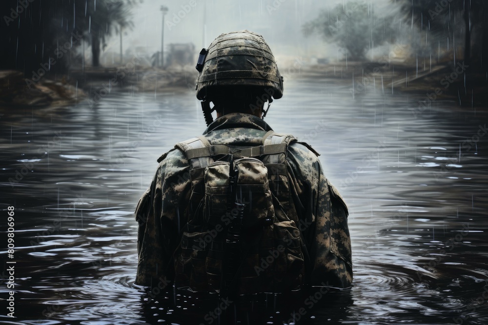 Continuous Soldier water river. Force tactical. Generate Ai Stock Photo ...