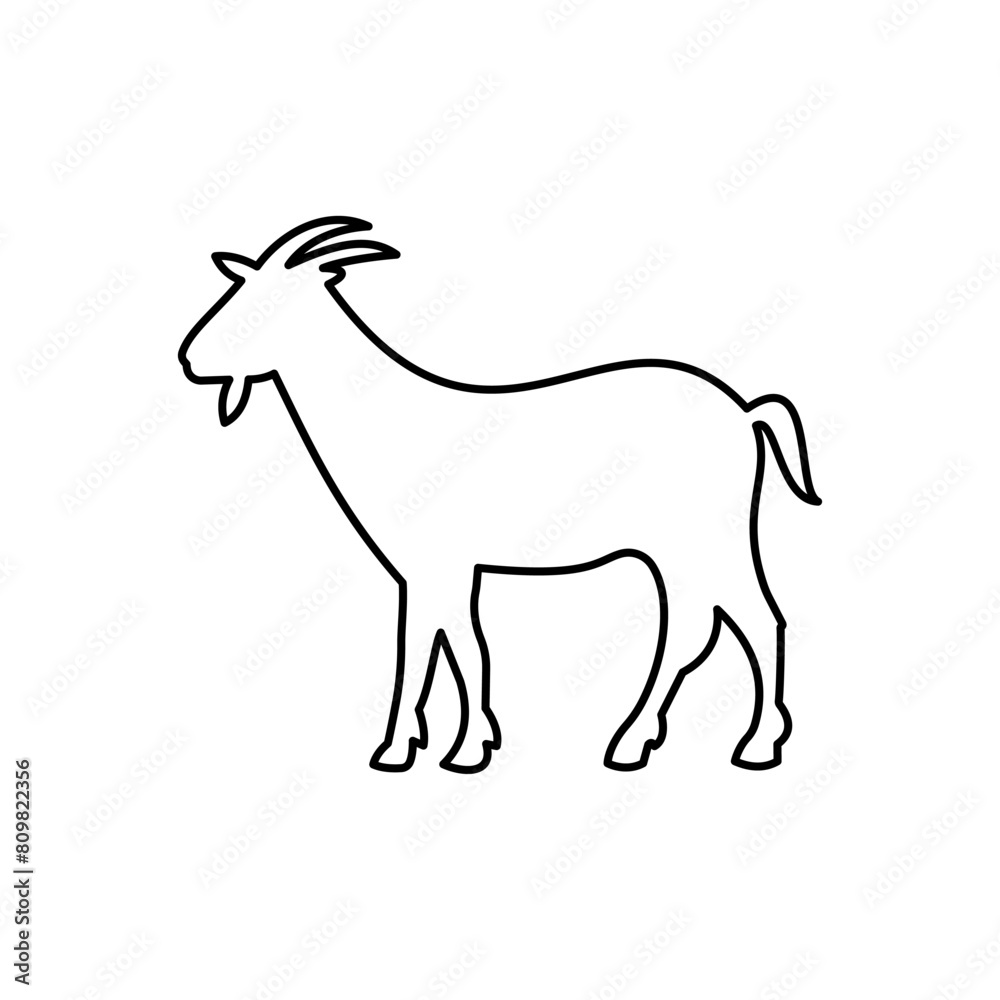 Goat silhouette, outline icon vector. Farm goat. Livestock concept ...