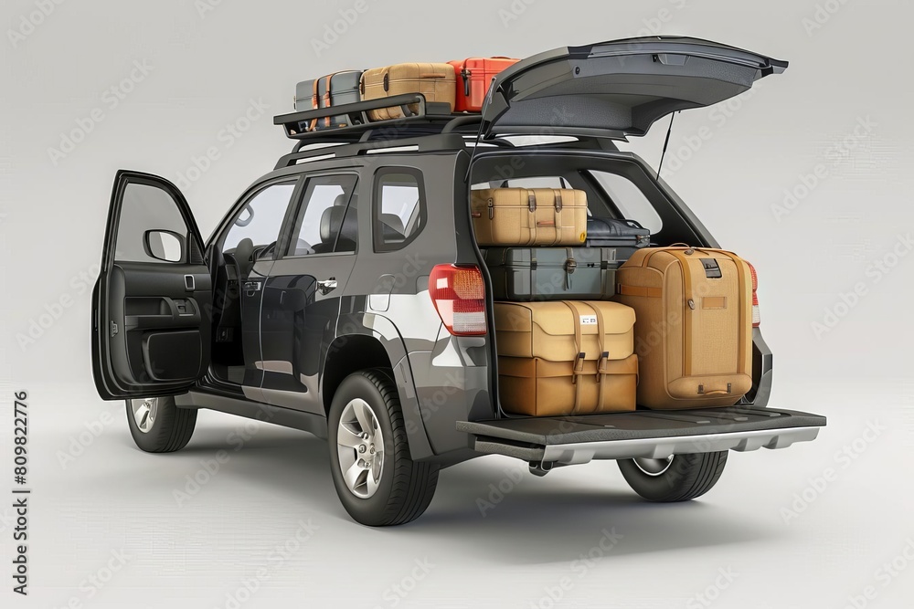 fully loaded suv trunk packed with luggage ready for an adventurous ...