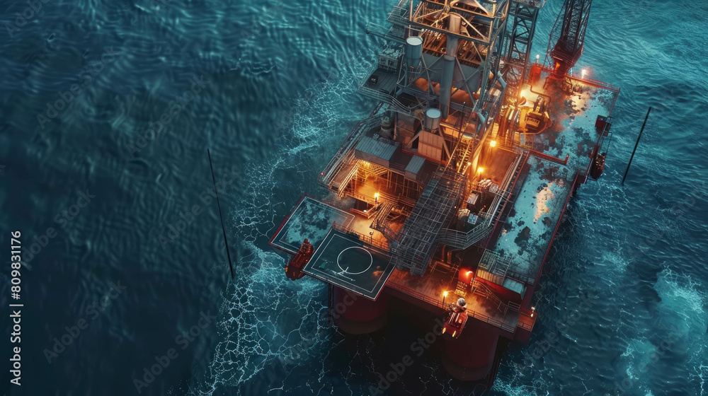 Offshore platform background with an offshore engineer working on ...