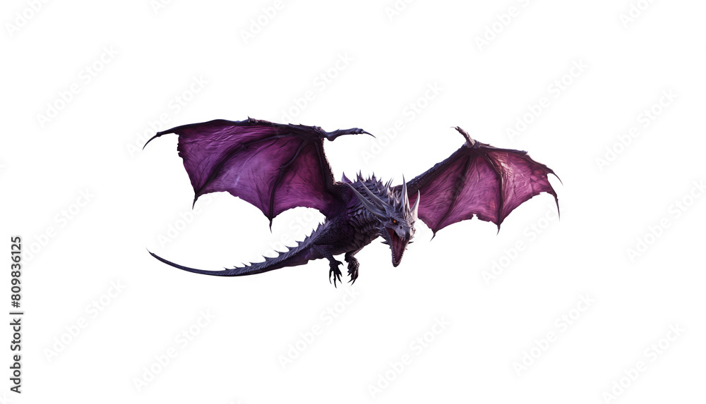 Purple dragon in flight. Isolated transparent background PNG ...