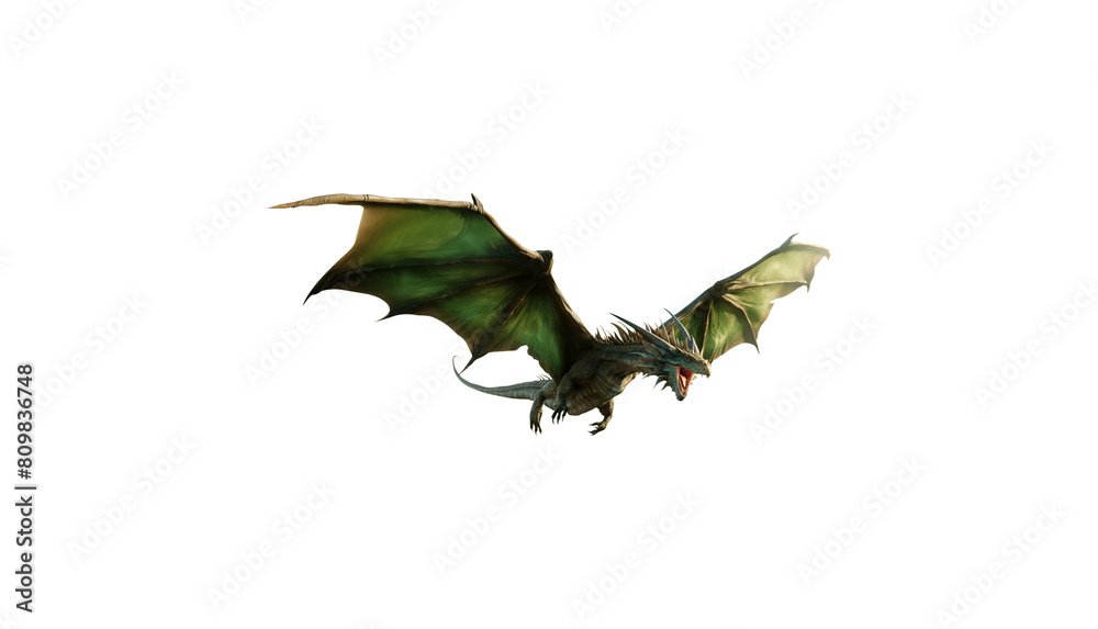Green dragon in flight. Isolated transparent background PNG ...