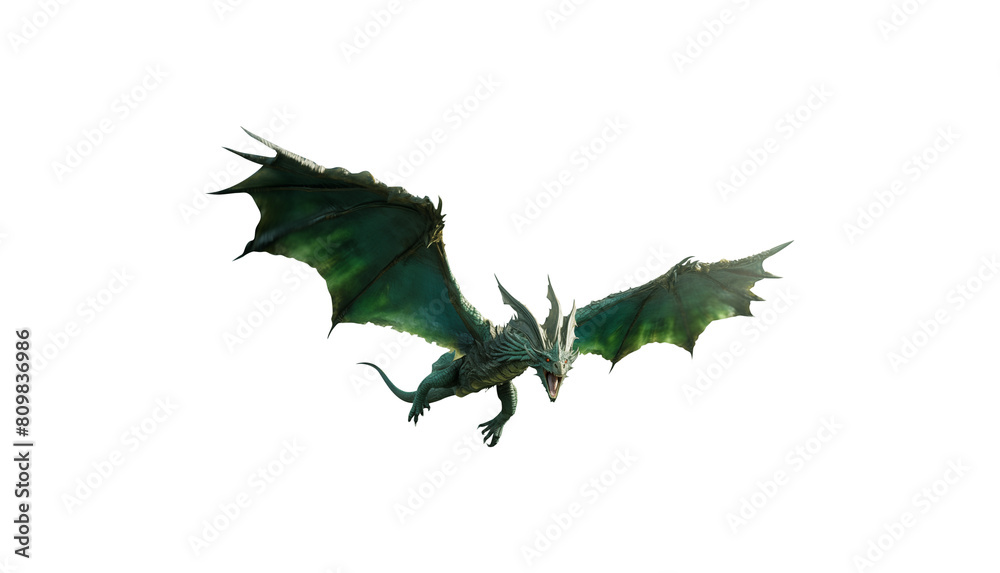 Green dragon in flight. Isolated transparent background PNG ...
