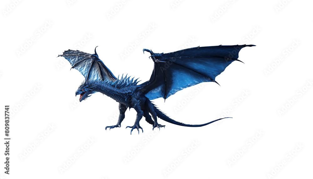 Blue dragon in flight. Isolated transparent background PNG ...