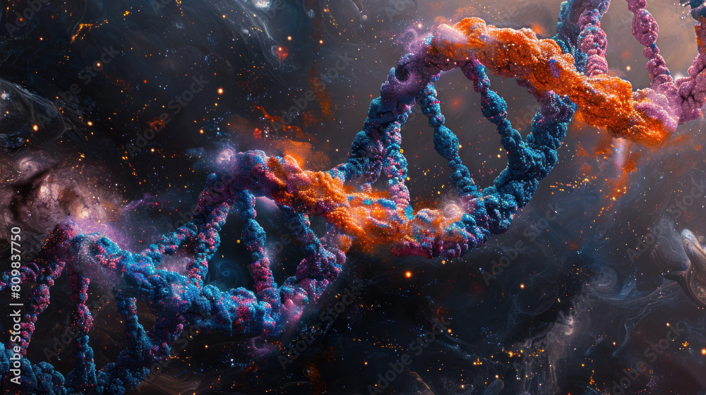 Science with a template featuring vibrant DNA molecules, representing ...