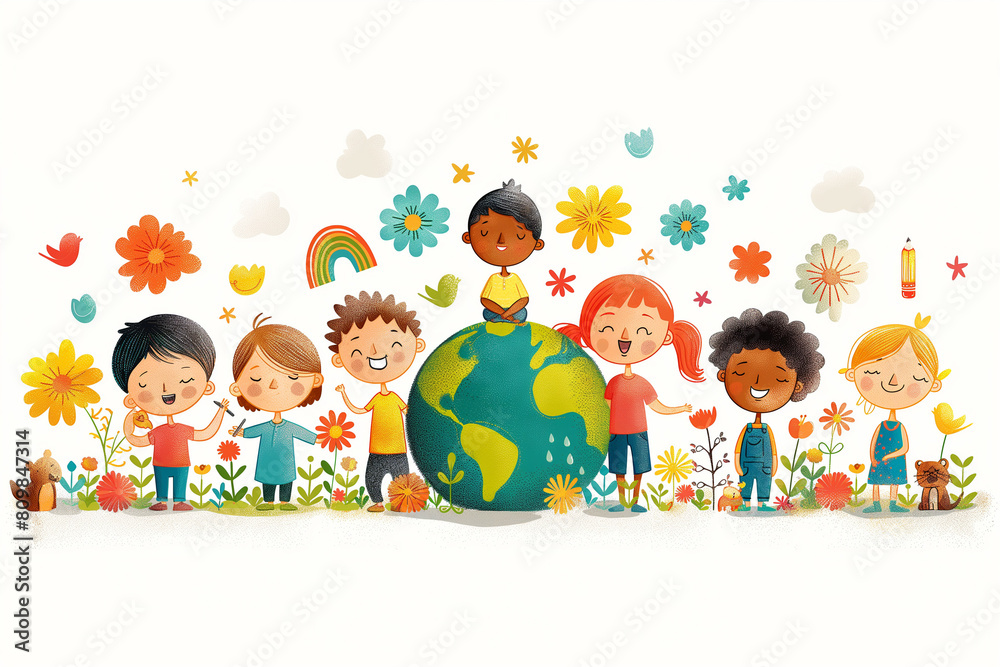 “Children Uniting the World” Children from diverse backgrounds surround ...