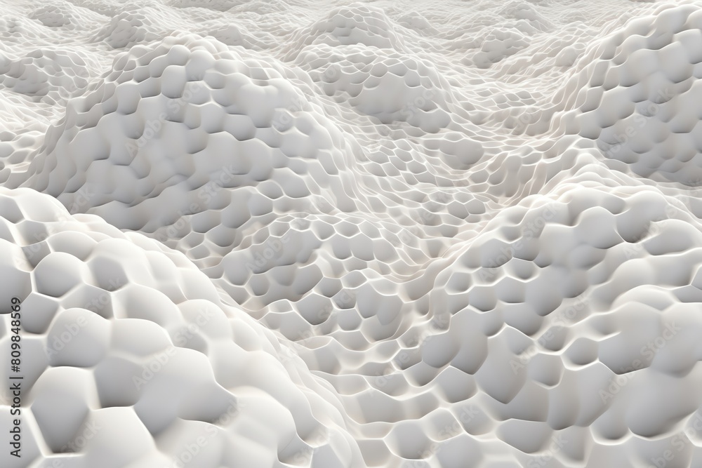 Craft a 3D model of altocumulus clouds, small and rounded, grouped in a ...