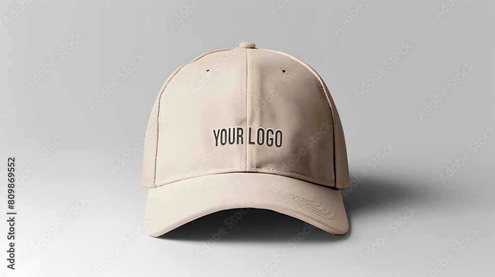 A realistic mockup image of a baseball cap in neutral color, perfect ...