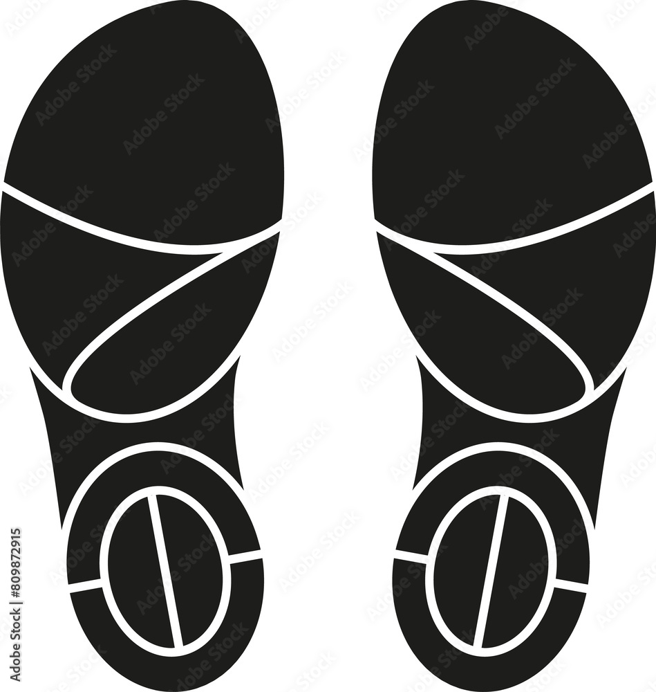 Footprint silhouette. Human footsteps shoe sole contour signs, people ...