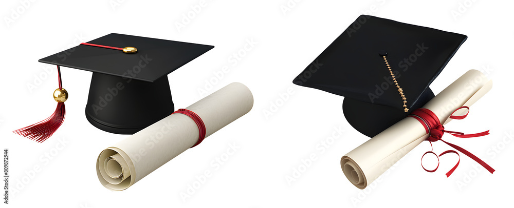 graduation cap with diploma certificate isolated png transparent ...