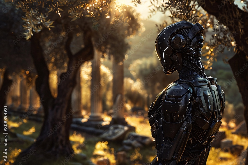 From beyond our era, a figure in advanced exoskeleton armor appears in ...