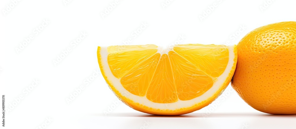 A vibrant citrus fruit such as an orange or sweet lemon mosambi is ...