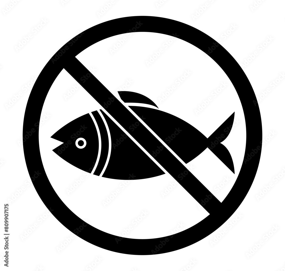 No fishing vector icon. No fishing sign symbol. Warning, ban, caution ...