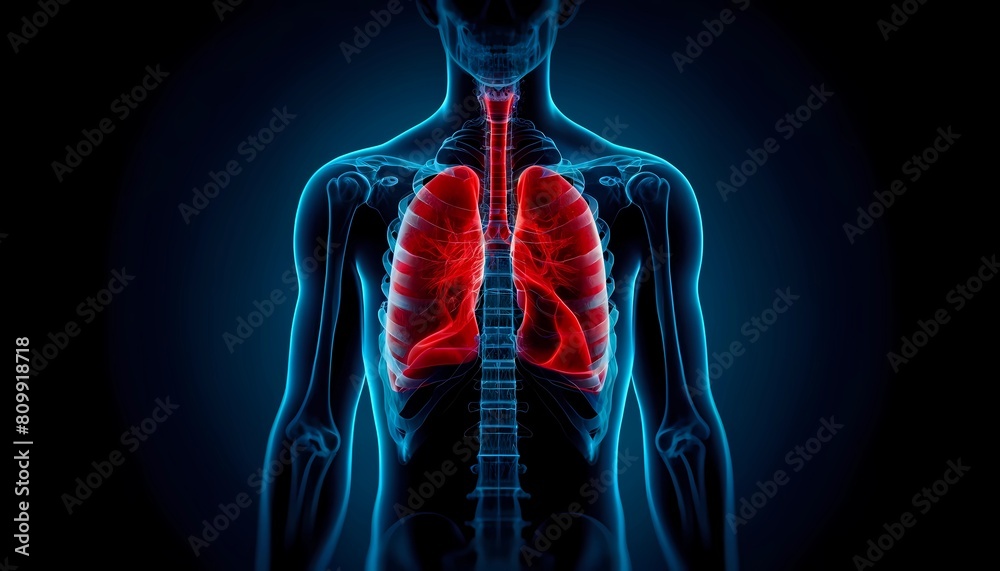 X-ray of a human thorax showing detailed medical pain anatomy of the ...