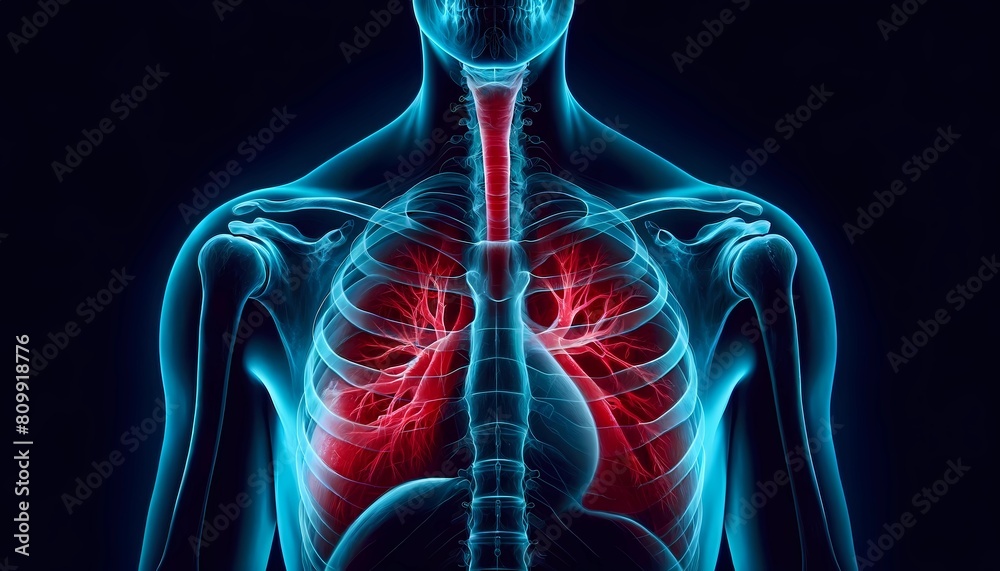 X-ray of a human thorax showing detailed medical pain anatomy of the ...