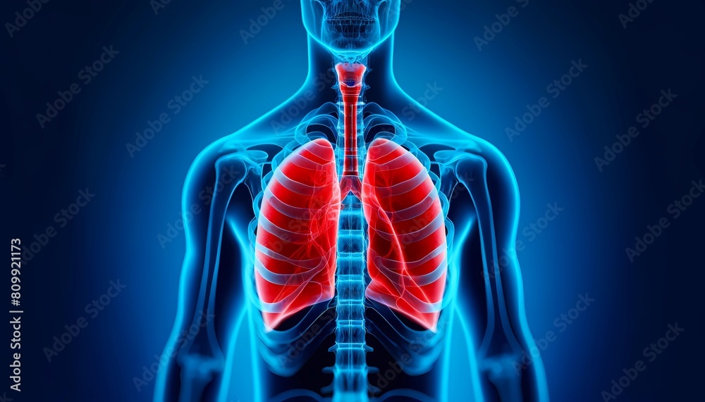X-ray of a human thorax showing detailed medical pain anatomy of the ...