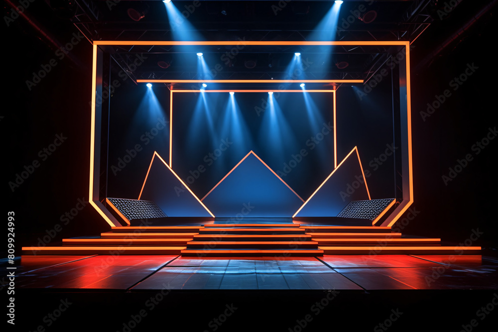 Artistic performances stage light background with spotlight illuminated ...