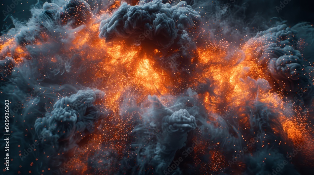 Dynamic explosion of fire and ash captures the raw power of nature in a ...