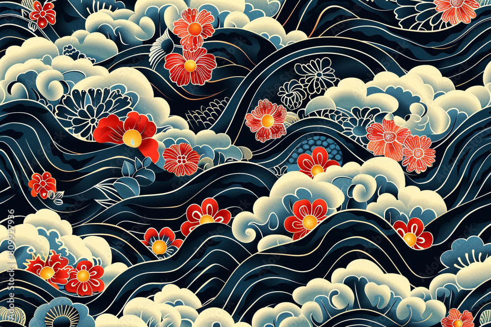 Japanese Embroidery, Designs inspired by Japanese art and culture, 2D ...