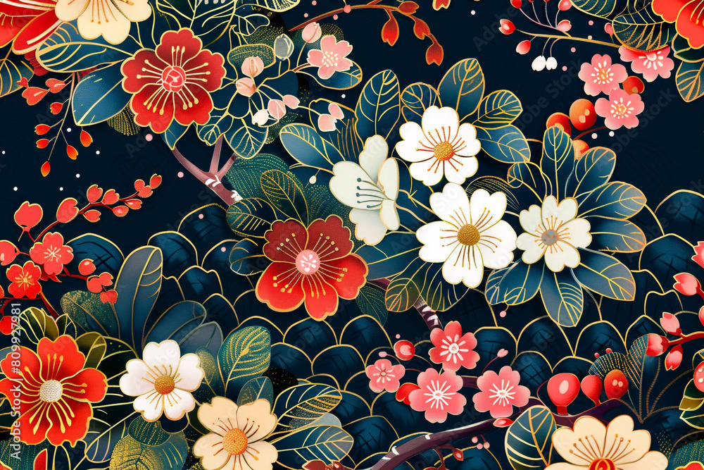 Japanese Embroidery, Designs inspired by Japanese art and culture, 2D ...