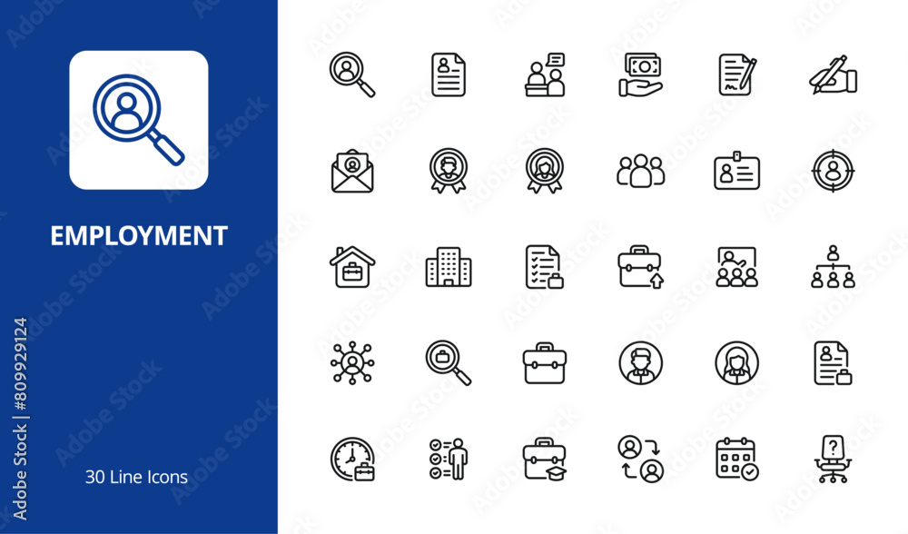 Employment Icon Set with line style. A versatile collection perfect for ...