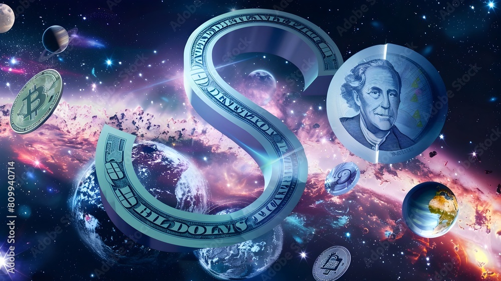 Cosmic Cryptocurrency Planets Align in Australian Dollar Money Symbol ...