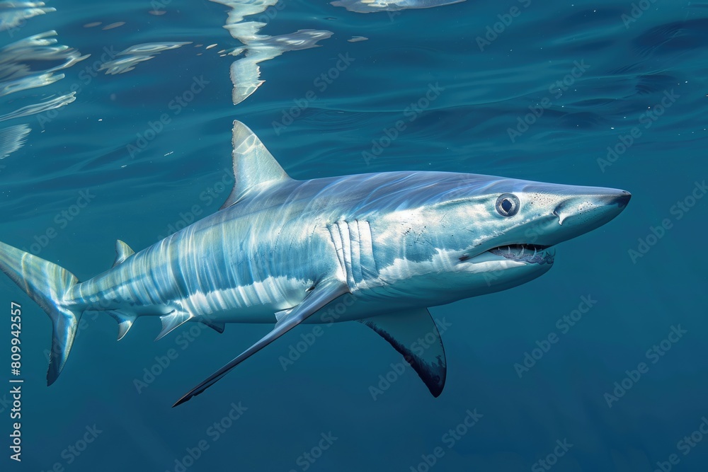 Shortfin Mako Shark in the Ocean: Underwater Predator of the Blue Reef ...