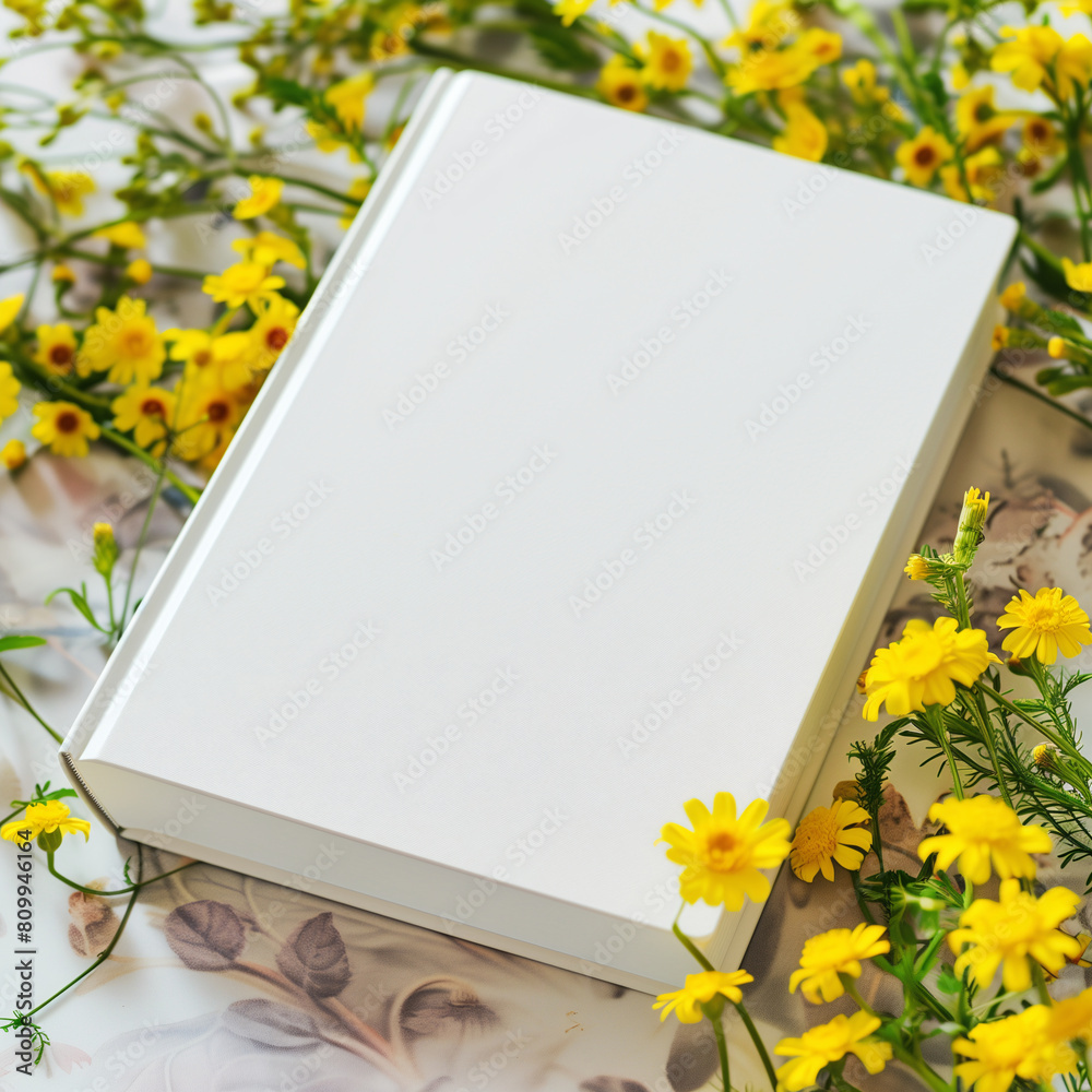 Mockup of a new book with blank white cover in modern neat style on ...