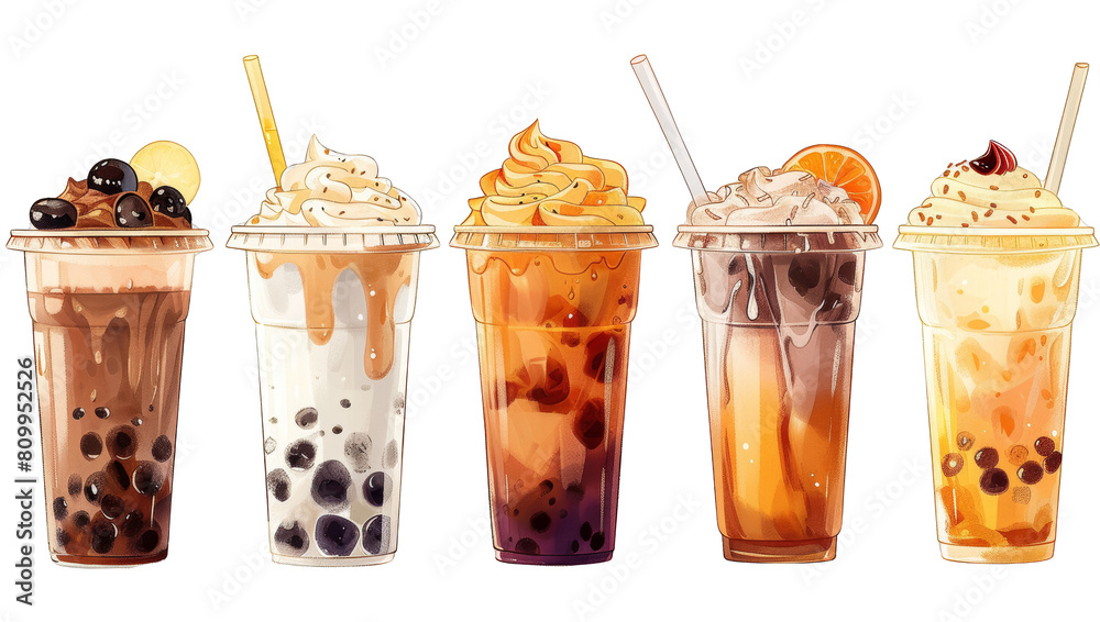 5 different flavors of bubble tea, each with their own unique and ...