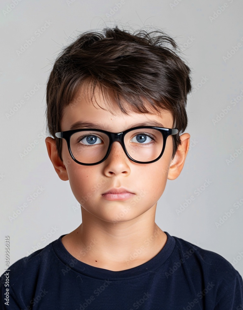 ID Photo for Passport : European child boy with straight short black ...