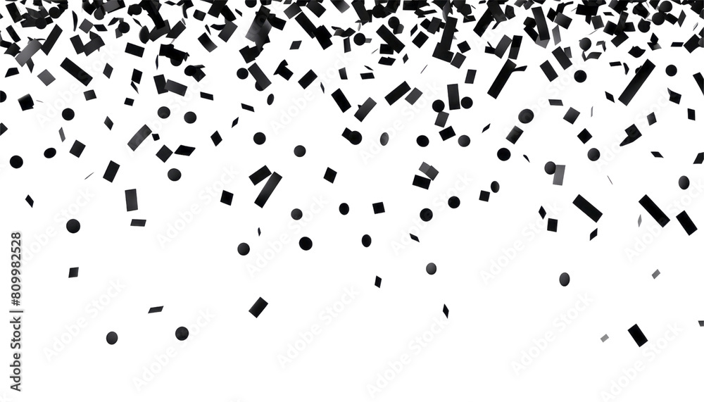 flying black confetti isolated on transparent background cutout Stock ...
