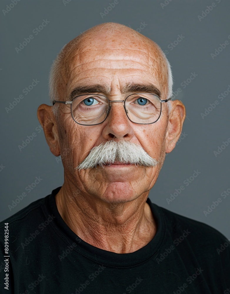 ID Photo for Passport : European elderly person man with straight short ...